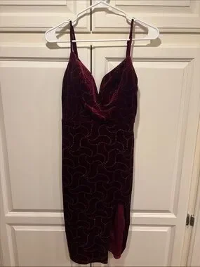City Studio | Dresses | City Studio Deep Red Velvet Dress With Cowl ...